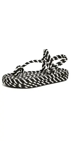 BOHONOMAD Hawaii Rope Platform Sandals - Black/white