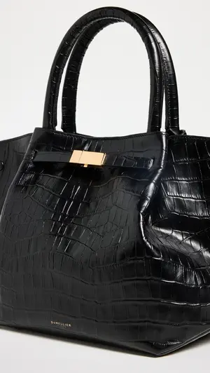 DEMELLIER Midi New York Bag - Black Croc