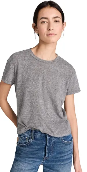 PERFECTWHITETEE Harley Cotton Boxy Crew Tee - Heather Grey