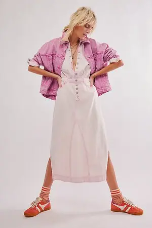 Free People Mad Love Denim Midi Dress