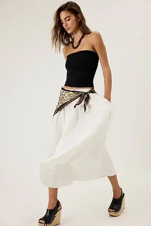 Free People Lowen Midi Skirt - Ivory