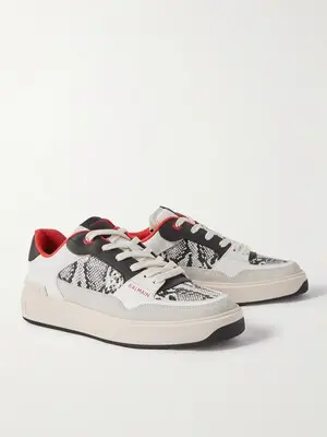 Balmain B-court Snake-effect Leather And Suede Sneakers