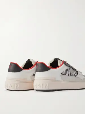 Balmain B-court Snake-effect Leather And Suede Sneakers