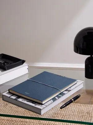 SERAPIAN Large Logo-print Full-grain Cachemire Leather Notebook