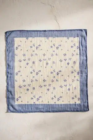 TERRAIN Watercolor Violets Gauze Bandana - Blue