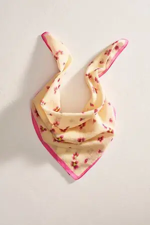 TERRAIN Watercolor Violets Gauze Bandana Raspberry