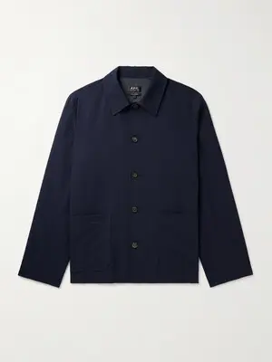 A.p.c. Cotton-seersucker Overshirt - Blue