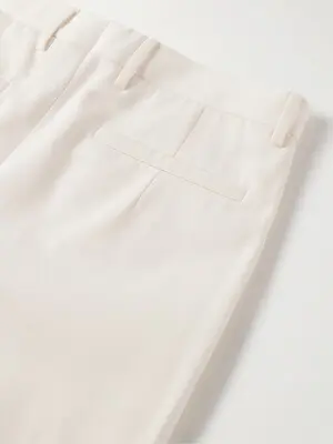 Zegna Slim-fit Pleated Cotton And Wool-blend Twill Trousers