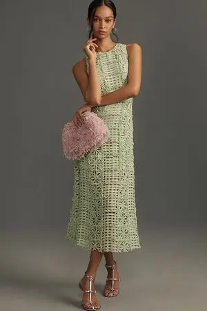 Endless Rose Textured Lace Midi Dress - Sage