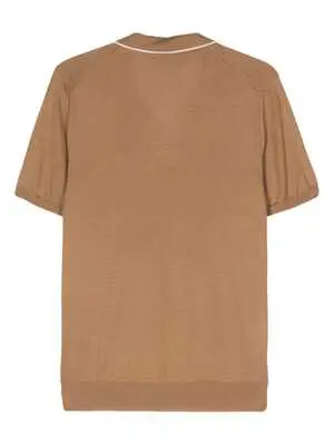 Fedeli Wave Fine-knit Polo Shirt - Brown