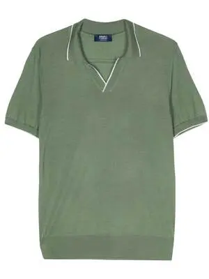Fedeli Wave Fine-knit Polo Shirt - Green