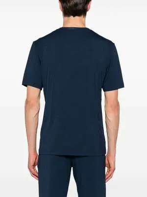 Hanro V-neck Mélange-effect T-shirt - Blue