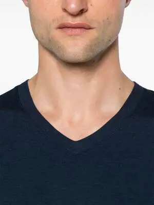 Hanro V-neck Mélange-effect T-shirt - Blue
