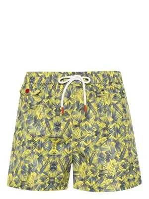 Kiton Graphic-print Swim Shorts - Yellow