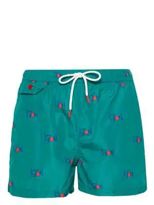 Kiton Logo-print Swim Shorts - Green