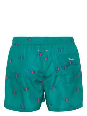Kiton Logo-print Swim Shorts - Green