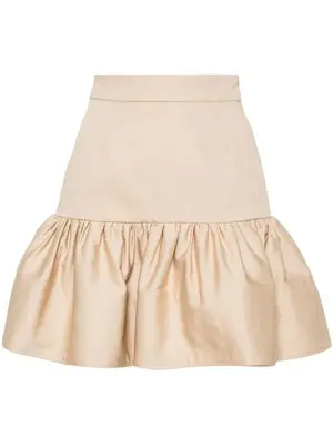 PATOU Ruffled Cotton Miniskirt - Neutrals