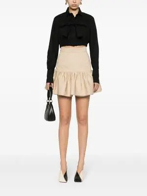 PATOU Ruffled Cotton Miniskirt - Neutrals