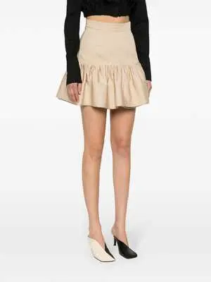 PATOU Ruffled Cotton Miniskirt - Neutrals