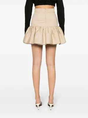 PATOU Ruffled Cotton Miniskirt - Neutrals