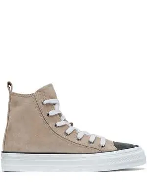 Brunello Cucinelli Panelled Lace-up Sneakers - Brown