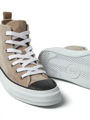 Brunello Cucinelli Panelled Lace-up Sneakers - Brown