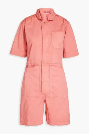 ALEX MILL Stretch-cotton Poplin Playsuit - Coral