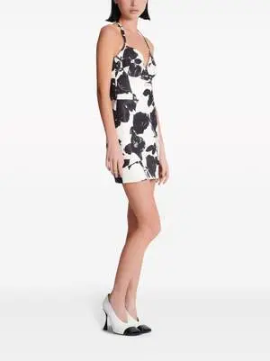 Balmain Floral-print Leather Minidress