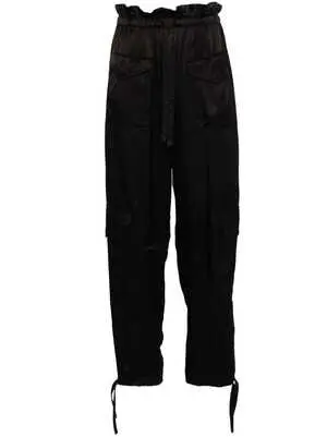 GANNI Satin Cargo Trousers - Black