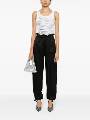 GANNI Satin Cargo Trousers - Black