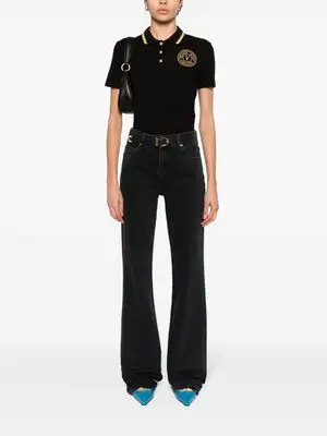 Versace V-emblem Piqué Polo Shirt - Black