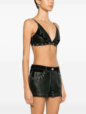 Pinko Rings-detailed Leather Bralette Top