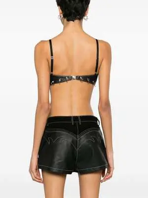 Pinko Rings-detailed Leather Bralette Top
