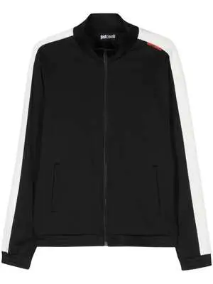Just Cavalli Jacquard-logo Motif Zipped Sweatshirt - Black