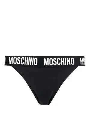 Moschino Logo Tape Bikini Bottom - Black