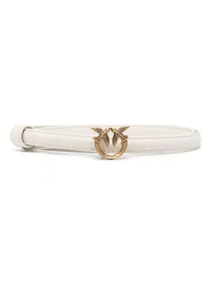 Pinko Logo-buckle Leather Belt - White