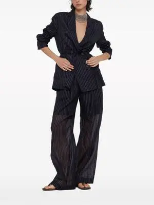 Brunello Cucinelli Pinstripe Belted Blazer