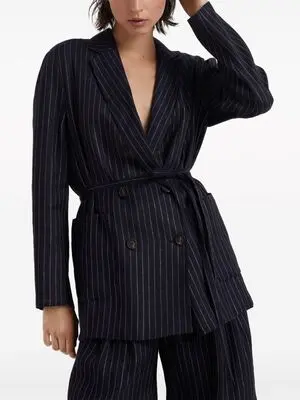 Brunello Cucinelli Pinstripe Belted Blazer