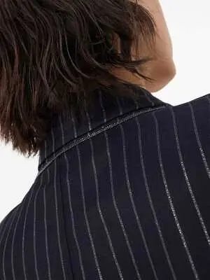 Brunello Cucinelli Pinstripe Belted Blazer