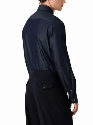 Giorgio Armani Slub-effect Cotton Shirt - Blue