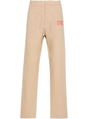 Off-White Appliqué-logo Tapered Trousers - Neutrals