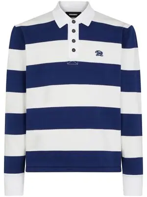 Dsquared2 Logo-embroidered Striped Polo Shirt - Blue
