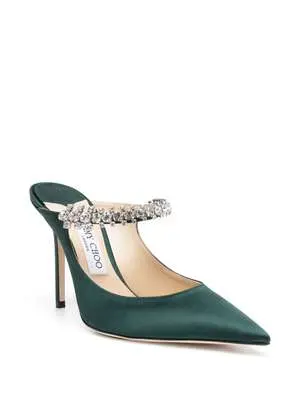 JIMMY CHOO Bing 100mm Crystal-embellished Mules - Green