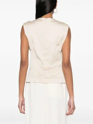 GENNY Appliqué-detail Sleeveless Blouse - Neutrals