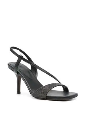 Brunello Cucinelli 95mm Monili-chain Leather Sandals - Silver