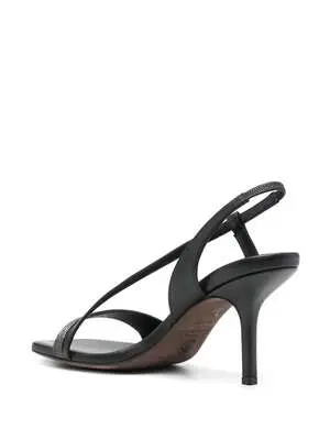 Brunello Cucinelli 95mm Monili-chain Leather Sandals - Silver