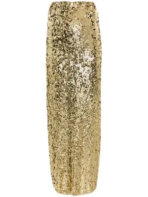 ATU BODY COUTURE Sequin-embellished Maxi Skirt - Gold