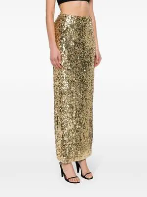 ATU BODY COUTURE Sequin-embellished Maxi Skirt - Gold