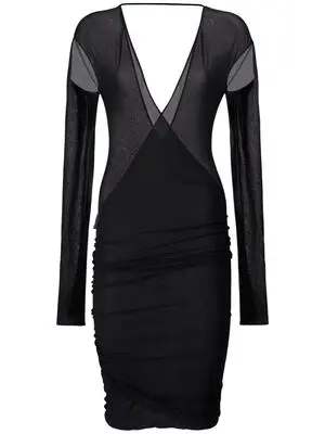 Saint Laurent Viscose Midi Cutout Dress - Black