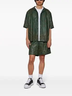 Amiri Bandana Laser-etched Leather Shorts